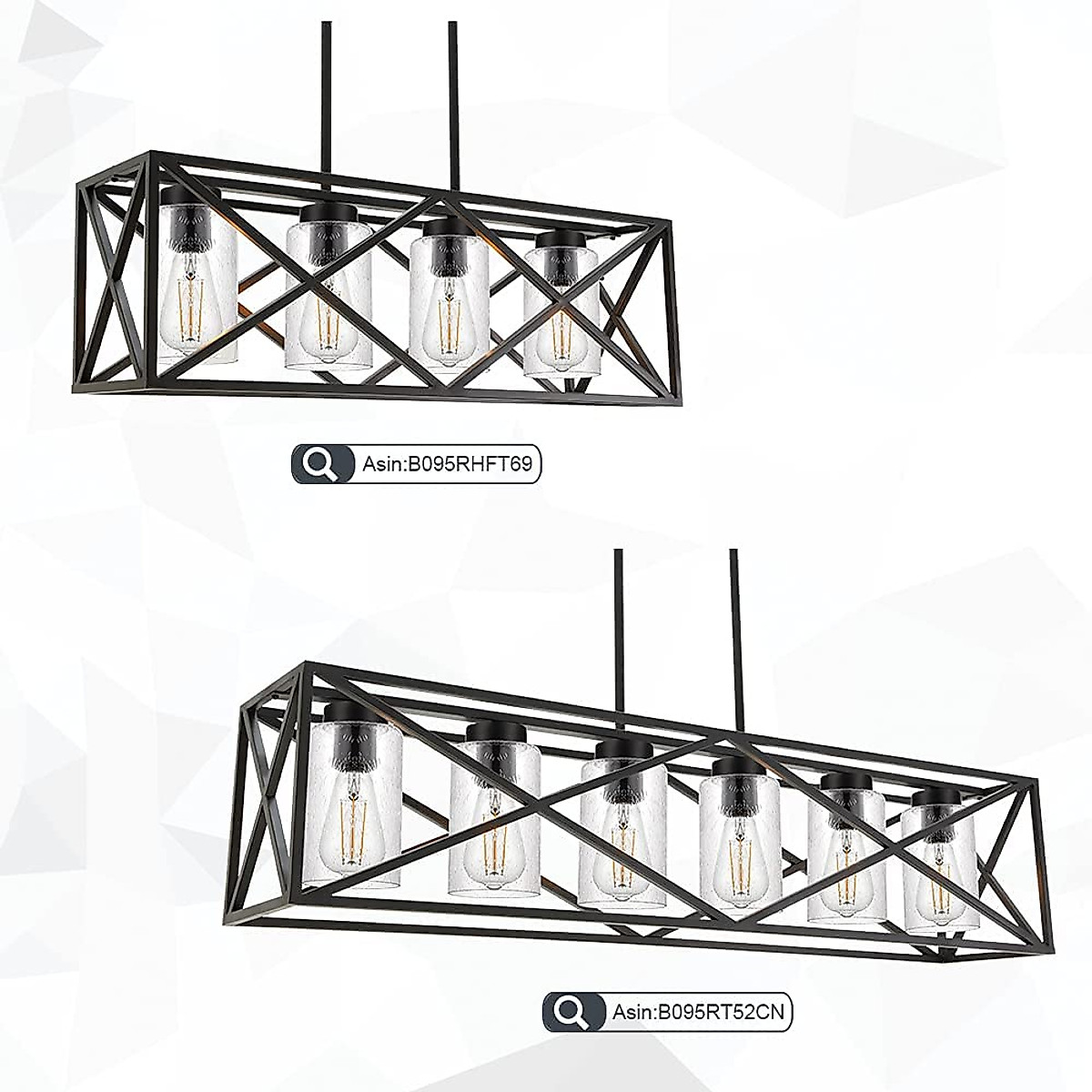WINSHEN Cylinder Seeded Glass Lamp Shades, Bubble Glass Replacement Lampshades