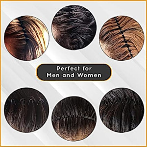 LERNOU Metal Men Headbands Women Hair Bands, Unisex Black Wavy,Spring And Summer Outdoor Sports Headbands, Fashion Simple Elastic Hair Accessories (6pcs)