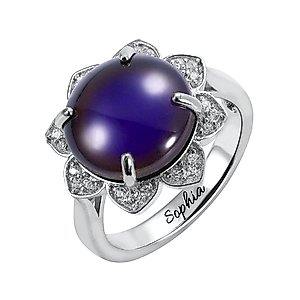 AILIN Magic Vintage Color Changing Flower Pattern Round Mood Ring In Sterling Silver 925 Personalized Inside Engraving Mother Day Jewelry Birthday Gifts For Women Her Grandmother