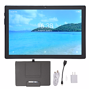 GLOGLOW FHD Tablet, 8GB 256GB 100-240V 10.1 Inch Tablet 8 Core CPU with Keyboard for Office (US Plug)