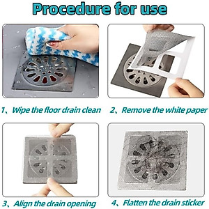 Disposable Hair Drain Stickers, 4" X 4" Disposable Shower Drain Cover Hair Catcher Mesh Stickers for Bathroom Laundry Bathtub Kitchen（50PCS）