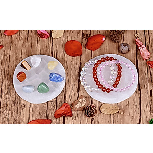 CNYANFEI 3pcs Selenite Charging Plates 4” Satin Spar Crystal Tray Natural Selenite Stone Coasters Circle Gemstone Slab Bulk