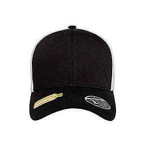 Flexfit Men's 110 Recycled Trucker Mesh Cap-2-Tone, Black/White, OSFA