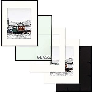 Golden State Art, 16x20 Black Picture Frame Displays Photo 11x14 with Mat or 16 x 20 Without Mat for Wall Mounting, Classic Satin Aluminum Frames with Real Glass (Pack of 1)