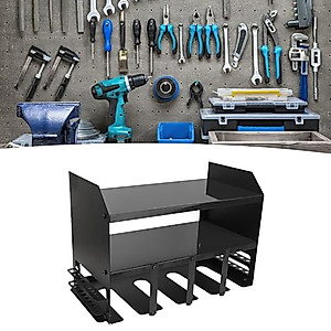 ZHHDM 4 Slots Power Tool Organizer, Iron Structure Compact Drill Holder Wall Mount Tool Storage Rack Garage Tool Organizer for Workshop Warehouse(Blue)