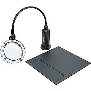 Carson MagniFlex Pro 2x LED Lighted Gooseneck Flexible Magnifier with 4x Spots Lens and Magnetic Base (CP-90) Black
