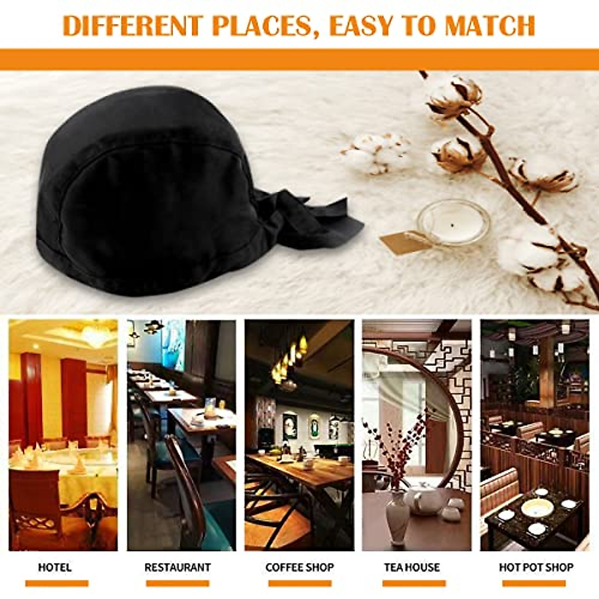 FERCAISH Japanese Chef Hat Cooking Hats, Unisex Adjustable Dirt-Resistant Kitchen Cooking Chef Cap for Kitchen Cooking Service (Black)