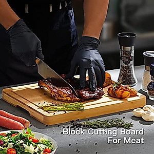 Thick Bamboo Cutting Board and Bamboo Kitchen Drawer Organizer Large Silverware Tray for Spoon Fork Flatware （7-9 Slot）