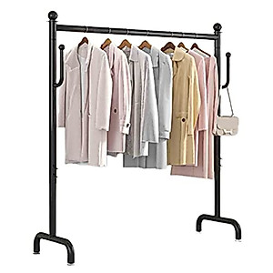 Black Industrial Metal Pipe Clothing Rack,Garment Rack for Retail Display Hanging Clothes,Hallway Entryway Free Standing, Modern Simple Heavy Duty Coat Shelf(Size:120x150cm)