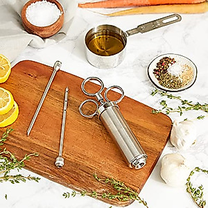 RSVP International Endurance Kitchen Tool Collection Marinade Injector with Interchangeable Needle Tips, 7x3, 2 oz Capacity, Stainless Steel