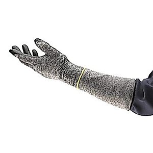 Ansell 11271180 HyFlex Economical Light Duty Cut-Resistant Sleeve with Thumbslot, 24 Gauge, Salt & Pepper, 18" Length (Pack of 150)