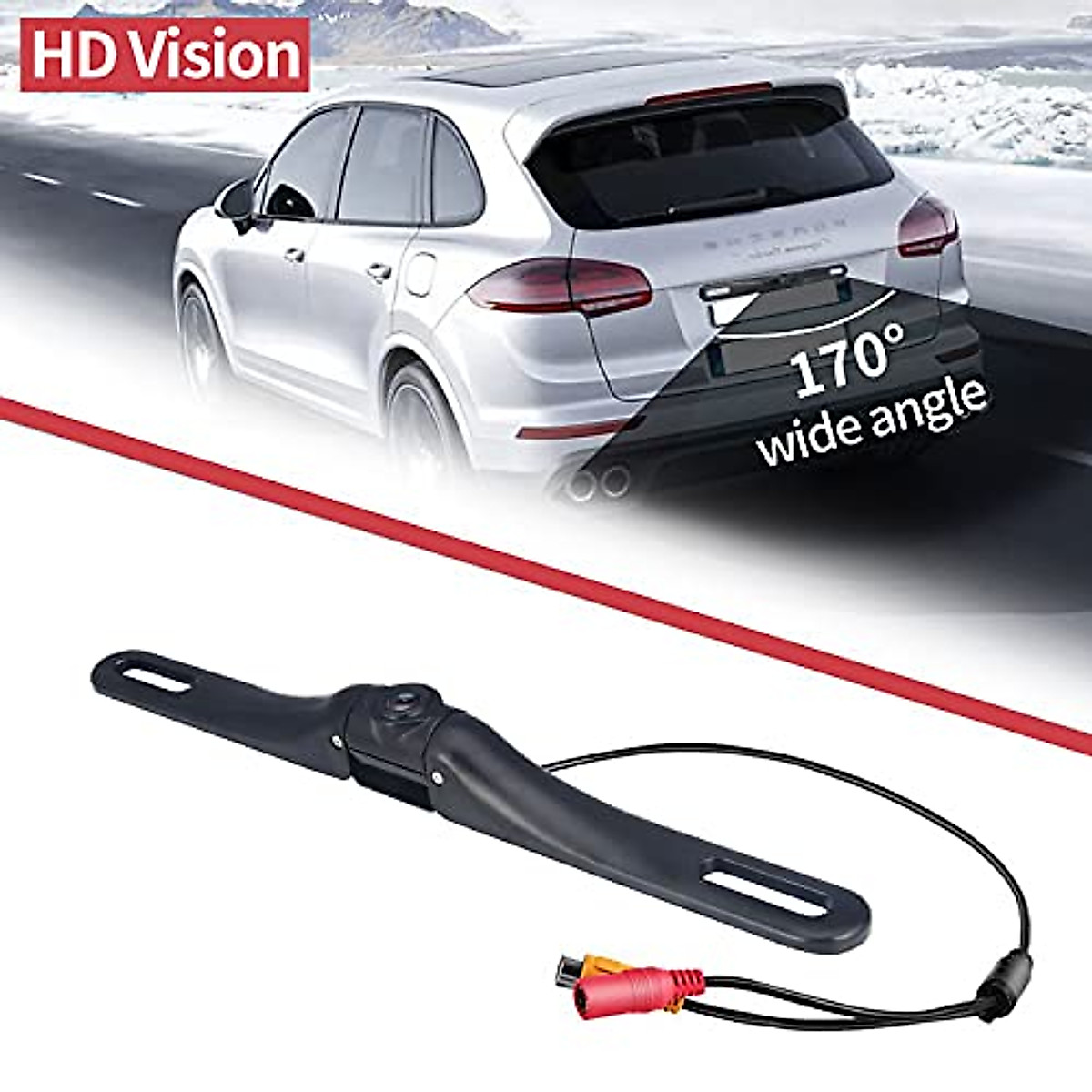 HD Backup Camera for Car, ZiyouRoad Wired Car License Plate Backup Camera, 170° Wide View Night Vision Waterproof Easy Installation HD Rear View Backup Camera for Cars, Sedans, Pickup, SUV and Trucks