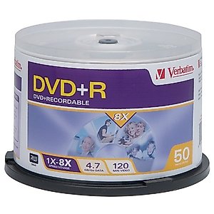 Verbatim 8X 4.7 GB DVD+R Spindle (50 Discs)