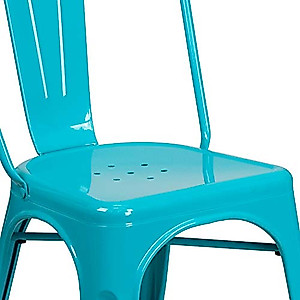 EMMA + OLIVER Commercial Grade Teal-Blue Metal Indoor-Outdoor Stackable Chair