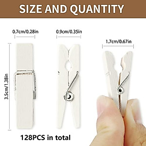 Mini Photo Clips, 128 Pcs, 1.4 Inch Small Wooden Clothespins for Baby Cloth, Pictures