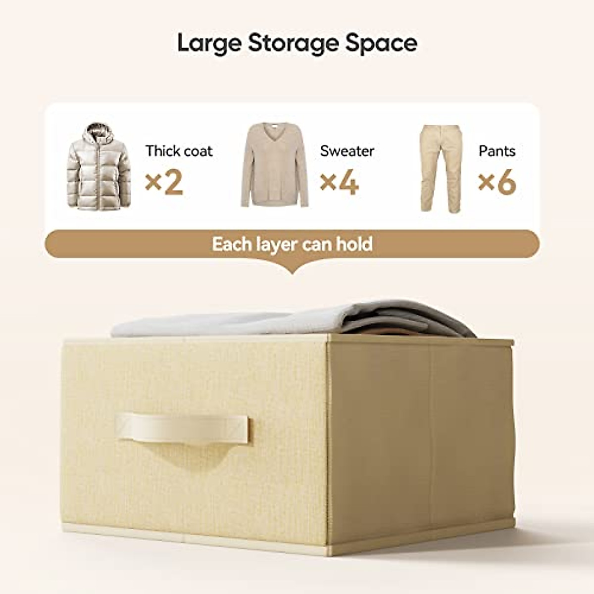 Pipishell Hanging Closet Organizer 6-Shelf, Hanging Shelves for Closet with 3 Removable Drawers & Side Pockets, Hanging Shelf Organizer for Bedroom or Garment Rack, 12'' x 12'' x 43.3'', Beige