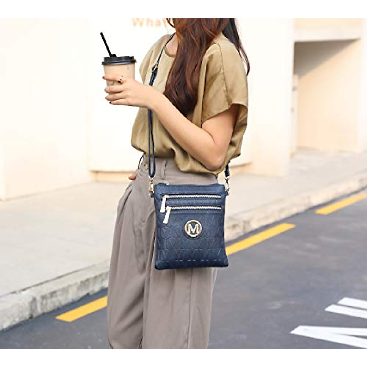 MKF Crossbody Bags for Women, Wristlet Strap – PU Leather Shoulder Handbag – Small Crossover Messenger Purse, Mustard