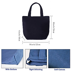 Pertion 6 Pack Small Canvas Tote Bags, 9 x 8 x 4 inches Cute Bags with Handles Reusable Sturdy Little Gift Bags for Small Items (Black)