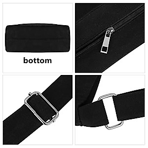 TOPTIE Canvas Hobo Bag Simple Large Size, Black Casual Shoulder Tote, Sturdy Crossbody Hobo Bag, Back to School