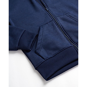 Quad Seven Boys' Fleece Jogger Set - 2 Piece Basic Solid Full Zip Hoodie and Sweatpants for Boys (Size: 8-18), Size 8-10, Navy