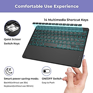 FDQI 7-Color Backlit Keyboard Case with Pencil Holder for iPad Pro 11 Inch 2021 (3rd Generation, 2nd/1st Gen)，Air 4th Generation 10.9 2020, Detachable Leather Folio Smart Cover