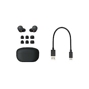 Sony WF-1000XM5 True Wireless Bluetooth Noise Cancelling in-Ear Headphones (Black) with Dual Pad Wireless Charger Bundle (2 Items)