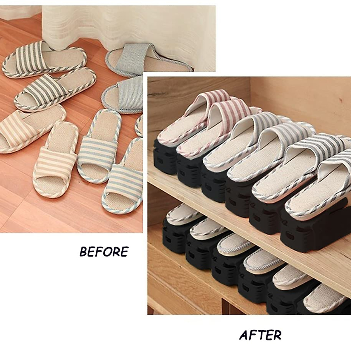 Soerreo Shoe Slot Storage Box Adjustable Shoe Rack Save Space Suitable for High Low Heels, Sneakers and Sandals (10 Piece Set)