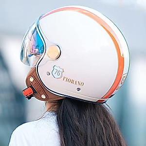 Women's 3/4 Open Face Motorcycle Retro Helmets Fashion Cool Girl Half Helmet,Commute Scooter Vespa Helmet,for Cruiser Chopper ATV Vintage Helmet with Endoscope,DOT Certified,Unisex-G-X-Large