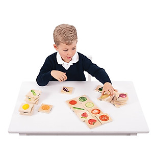 TickiT Wooden Fruit & Vegetable Match - Set of 28 - Real Pictures - Food Identification and Cognition Puzzle for Toddlers