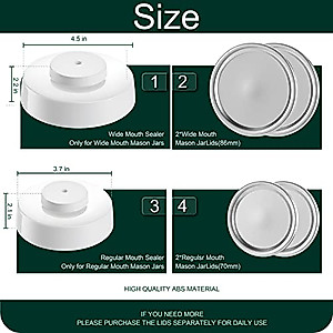 Electric Mason Jar Vacuum Sealer - Food Vacuum Saver Can Sealer Jar Seal Pump Kit Accessories for Wide and Regular Mouth Mason Jars Compatible with FoodSaver Vacuum Canning Sealer Machine Attachment