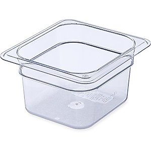Carlisle FoodService Products Plastic Food Pan 1/6 Size 4 Inches Deep Clear
