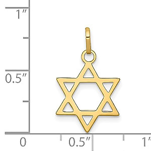 14K Yellow Gold Star of David Jewish Magen Necklace Judaica Religious Pendant Israel Charm Only