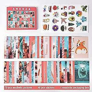 ANERZA 110 PCS Peach Teal Wall Collage Kit Aesthetic Pictures, Aesthetic Room Decor for Teen Girls, Cute Dorm Photo Wall Decor, Vsco Trendy Bedroom Posters, Boho Wall Art, Christmas Gifts