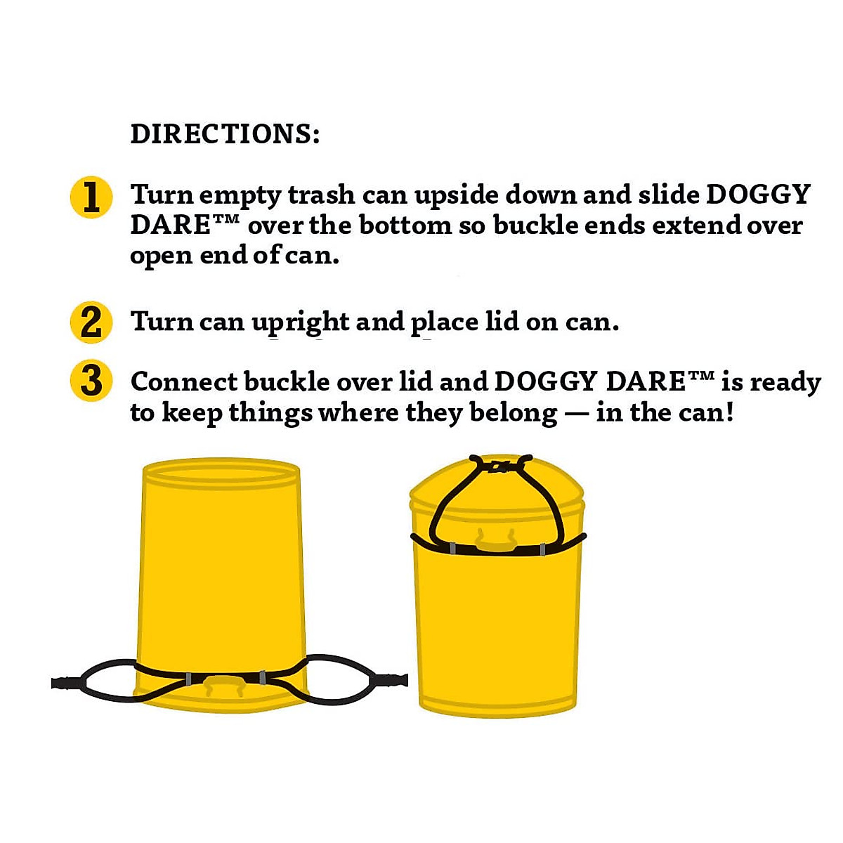 (2 Pack) Doggy Dare Trash Can Lock - Medium - Fits 30-40 Gallon Trash Cans - Perfect for Dogs, Raccoons, Opossums - Bungee Cord Design Makes Install Simple (Trash Can NOT Included)