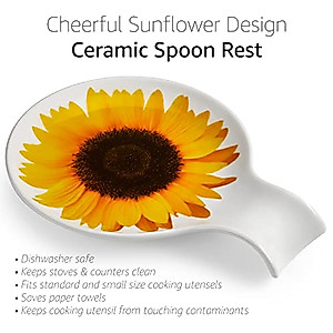 Sunflower Ceramic Spoon Rest- Kitchen Counter Spoon Holder - Stove Top Kitchen Spoon Rest - Cute Ceramic Spoon Rests – Utensil Spoon Holder for Cooking