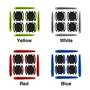 Kakalote 8pcs Car Door Handle Scratch Protector Film Pad Reflective Strips,Universal Door Side Paint Protection Car Door Handle Cup Protector Films(Yellow)