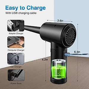 AMESEDAK Compressed Air Duster, Cordless & Rechargeable Air Duster, 51000RPM Electric Air Blower for PC, Keyboard Electronics Cleaning, 6000mAh 10W Fast Charging