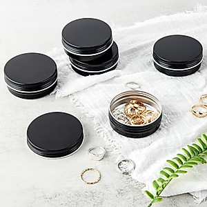 Restaurantware RW Base 2 Ounce Tin Storage Boxes 10 Round Tin Boxes With Lids - Durable Screwable Lids Black Aluminum Storage Containers Customizable Fits Mints Pills Or Herbs
