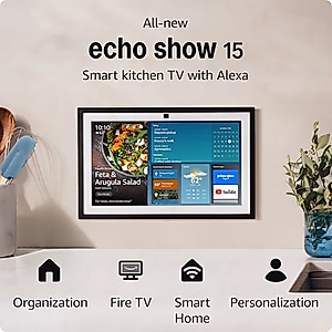 All-new Amazon Echo Show 15 | A stunning HD 15.6" smart kitchen TV for home organization with Alexa