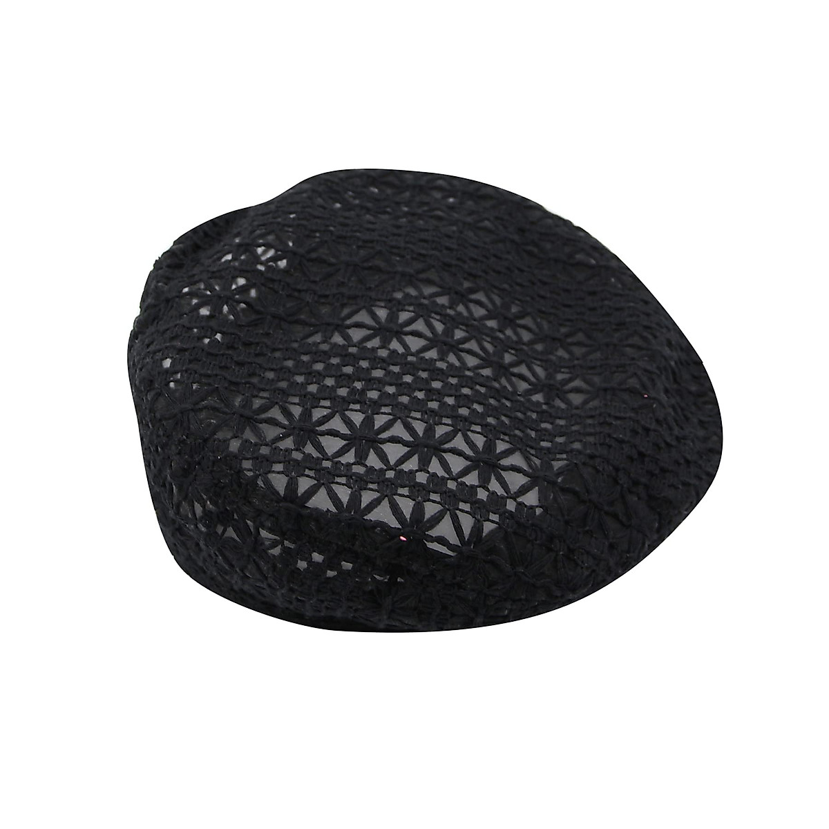 Women Lace Lightweight Beret Floral Hollow Out Hat Breathable French Beret Beanie Hat Cap for Spring Summer, Black