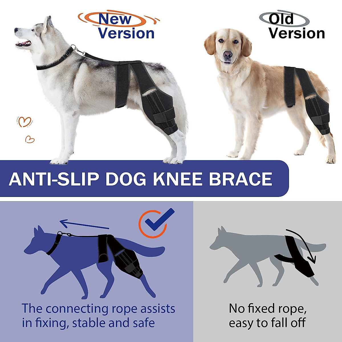 Dog Knee Brace Adjustable for Torn ACL and Hip Dysplasia - Supports Large and Small Dogs with CCL, Ligament Injuries, Osteoarthritis Relief, Enhances Mobility and Recovery (Large)