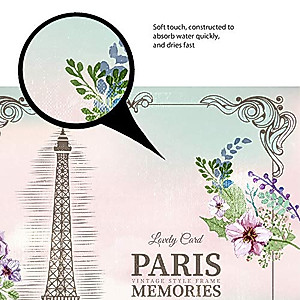 Amagical Paris Memories Eiffel Tower Pattern 16 Piece Bathroom Mat Set Shower Curtain Set Bath Mat Contour Mat Toilet Cover Fabric Shower Curtain with 12 Hooks