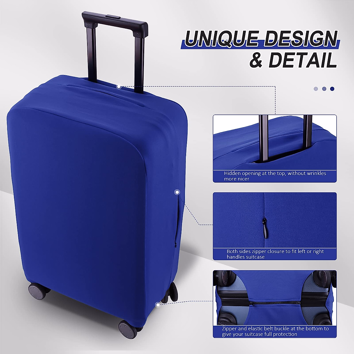 RainVillage Travel Luggage Cover Suitcase Protector Scratch-Resistant Fit 19-31 Inch Suitcase, Not Included Suitcase (Blue, S(19-21 inch))