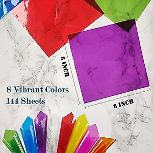 144PCS Colorful Cellophane Sheets for Crafts & Decorations