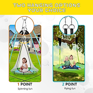SkyBound Tree Swing Saucer Swing - 600LB Weight Capacity - Outdoor Swing with Hanging Straps - Waterproof Tree Swings for Kids - Tire Swings for Trees - Durable Flying Swing Seat for Children