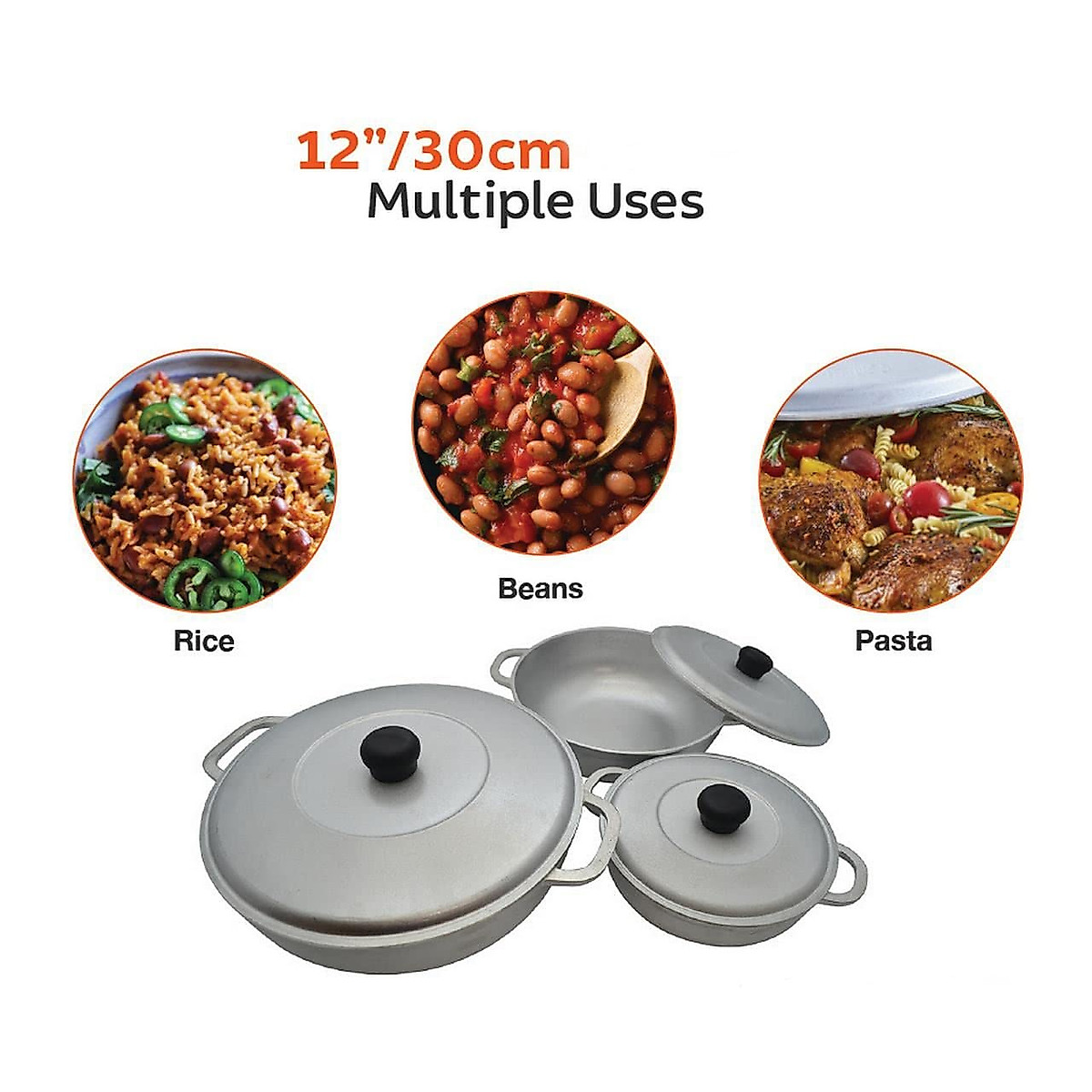 AIRADP 3Pieces Cast Aluminum Caldero or Oven Set with Lid