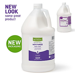 Medline Remedy Essentials Moisturizing Body Lotion (1 Gallon Bottle), 4 Count, Fresh Scent, Hydrating, Non-Greasy, For Dry Skin, Hypoallergenic, Men, Women, Elderly