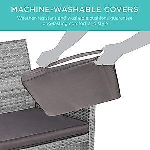 Best Choice Products 4-Piece Outdoor Wicker Patio Conversation Furniture Set for Backyard w/Coffee Table, Seat Cushions - Gray/Gray