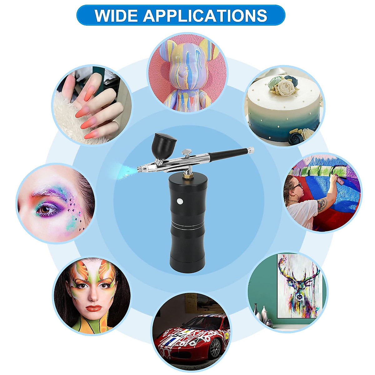 Nlapldy Airbrush Kit with Air Compressor, Upgraded 7.4V 34PSI Air Brush Gun Rechargeable Portable Cordless Air Brush Painting with 0.4mm Nozzle for Painting, Nail Art, Tattoo (Black)