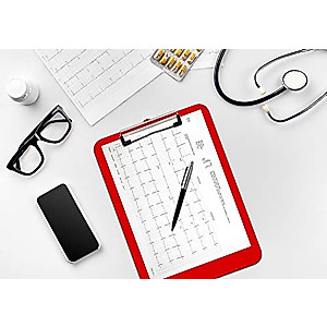 Red Plastic Clipboards, 12 Pack, Durable, 12.5 x 9 Inch, Low Profile Clip, by Better Office Products, Red, Set of 12